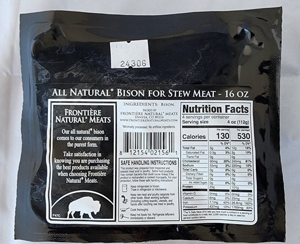Bison Stew Meat, 16oz – frontierenaturalmeats