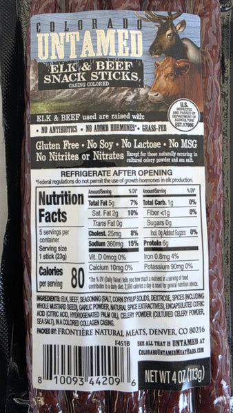 Elk & Beef Snack Sticks, 4oz – frontierenaturalmeats